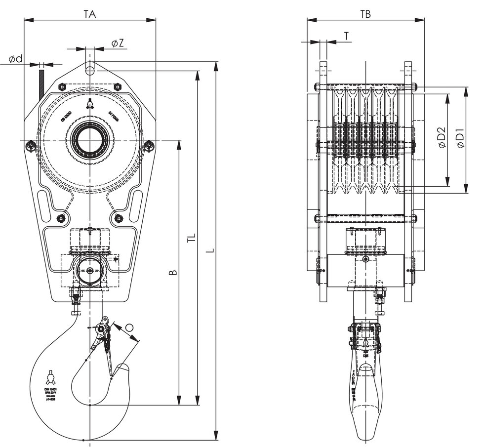 Fast Reeve Crane Blocks 5 sheave | Mennens Belgium
